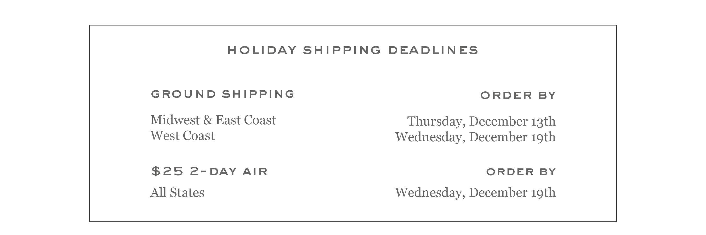 Important Holiday Shipping Deadlines Turnbull Wine Cellars Important Holiday Shipping Deadlines Turnbull Wine Cellars